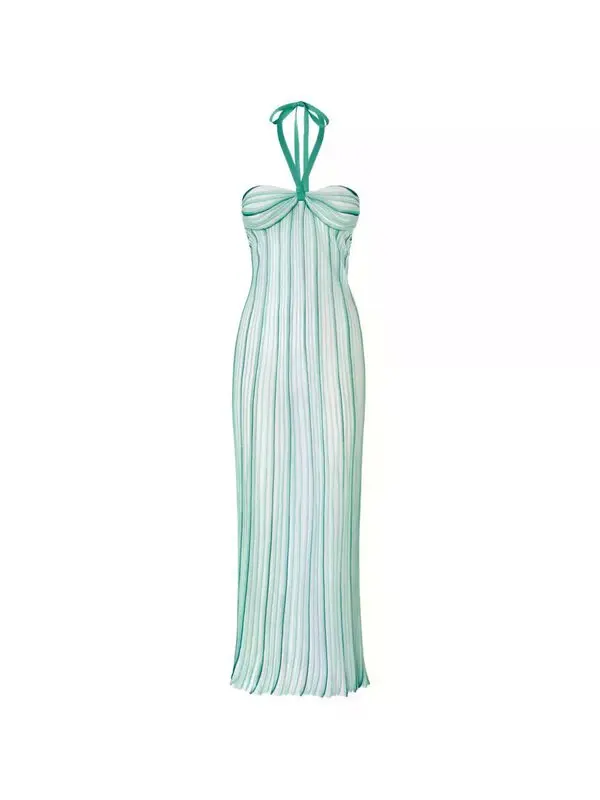 Missoni Striped Halter-neck Beach Dress - Blue