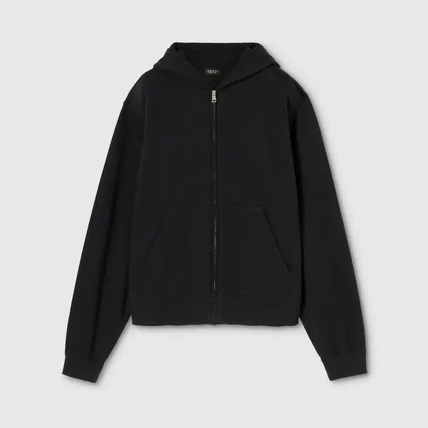 Gucci Cashmere Blend Zip Jacket With Print - Black