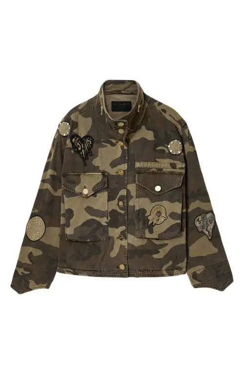 ALLSAINTS Patch Detail Camo Print Cotton Jacket