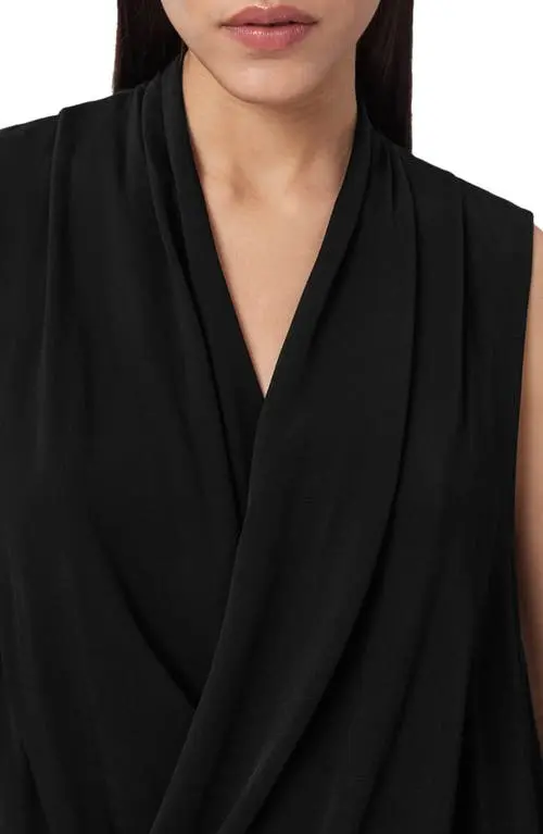ALLSAINTS Adaline Asymmetrical Faux Wrap Tank - Black