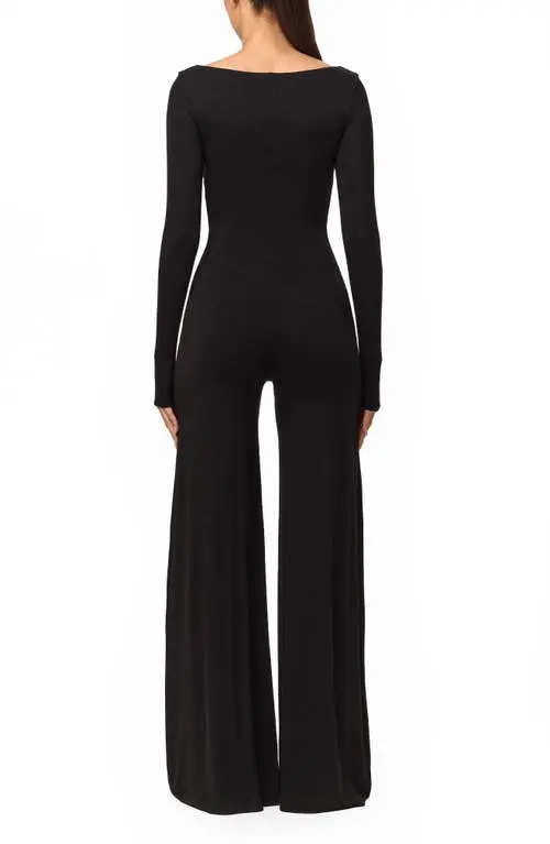 Naked Wardrobe Smooth Scoop Neck Long Sleeve Jumpsuit