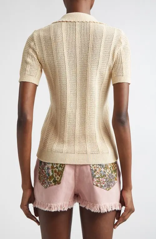 Valentino Garavani Open Knit Polo Sweater