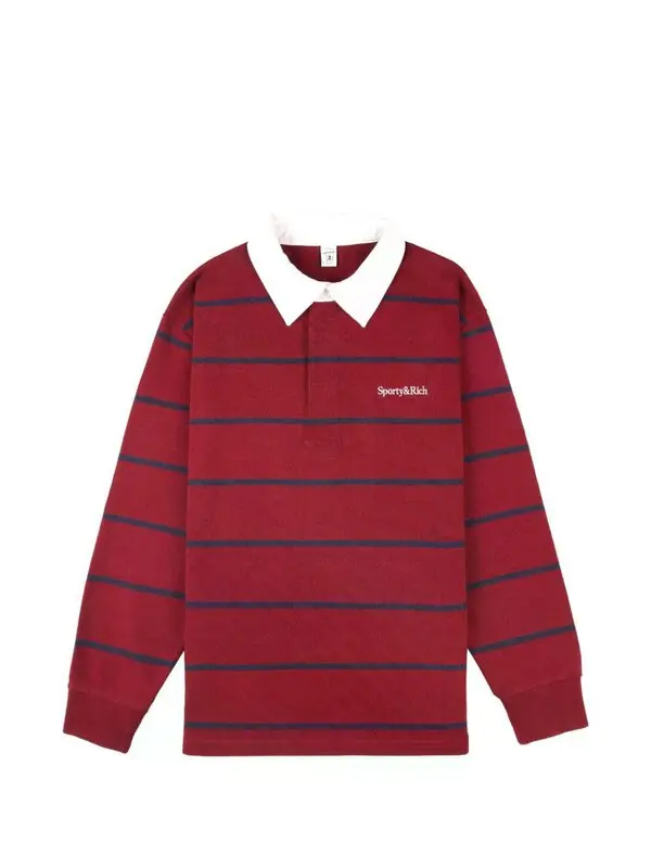 Sporty & Rich Striped Long-sleeve Polo Shirt - Red