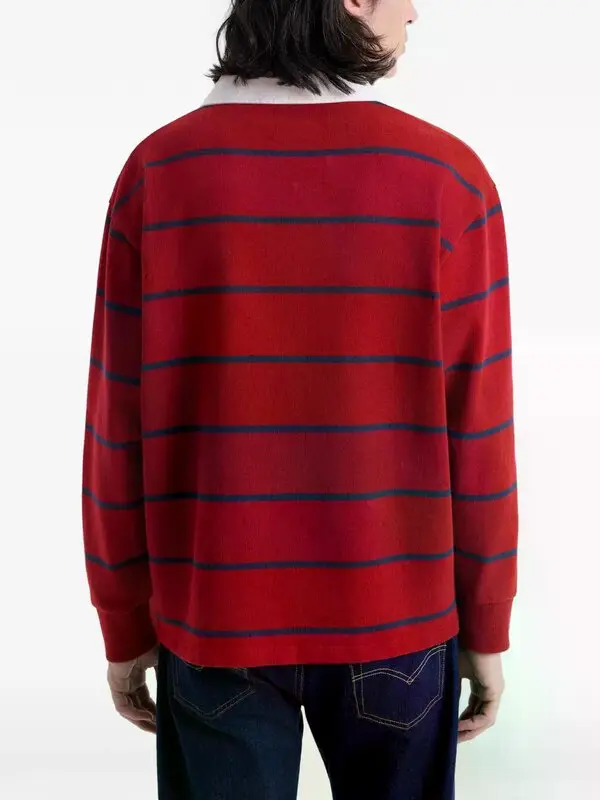 Sporty & Rich Striped Long-sleeve Polo Shirt - Red