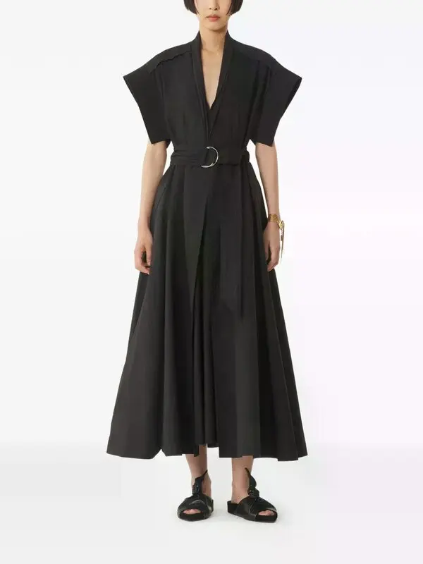 LANVIN Belted V-neck Midi Dress