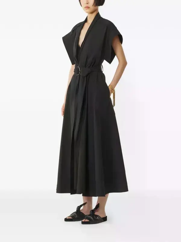 LANVIN Belted V-neck Midi Dress