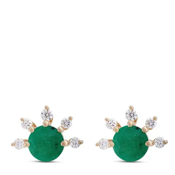 Benbridge Round Emerald And Diamond Stud Earrings - Green