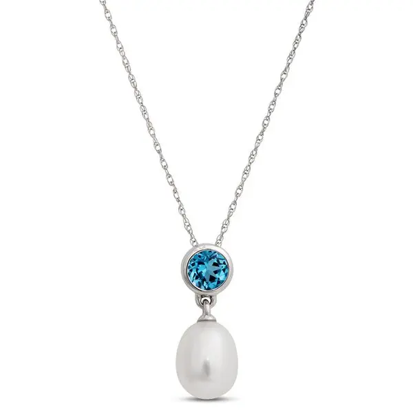 Benbridge Pearl And Topaz Pendant Necklace - White