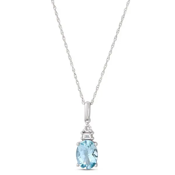 Benbridge Oval Aquamarine Pendant Necklace In 14k White Gold - Blue
