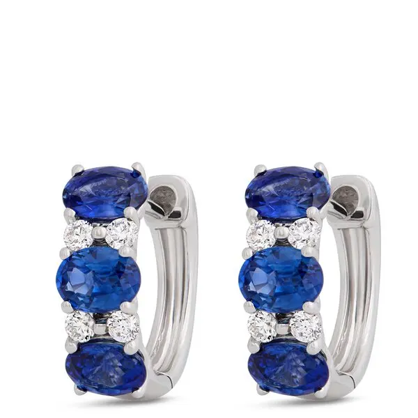 Benbridge Oval Sapphire And Diamond Hoop Earrings - H-j
