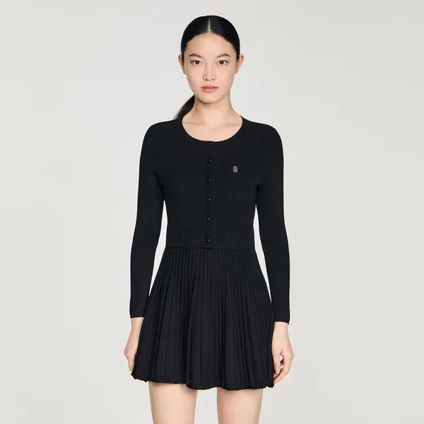 Sandro Pleated Knit Mini Dress