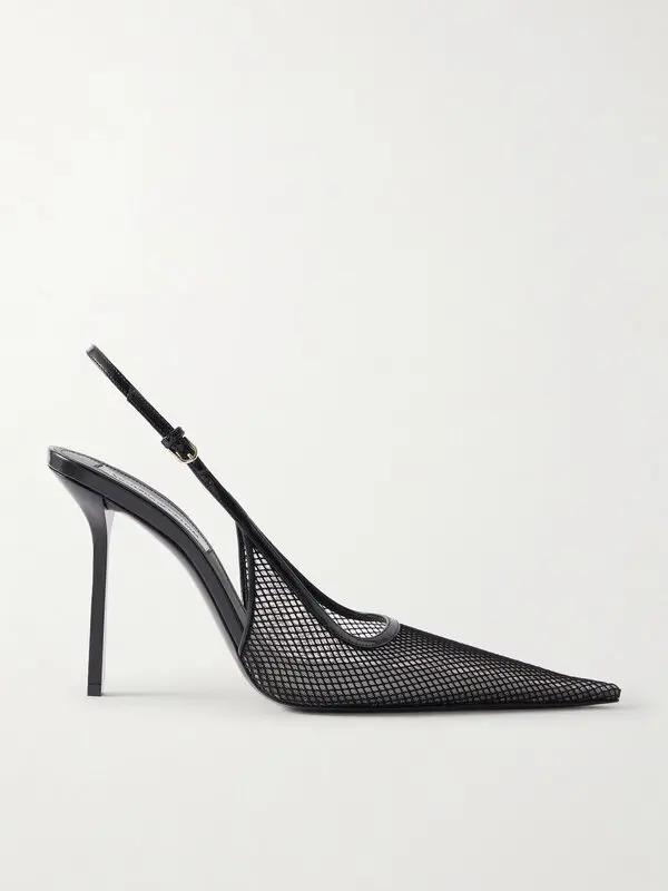 Victoria Beckham Leather-trimmed Mesh Slingback Pumps