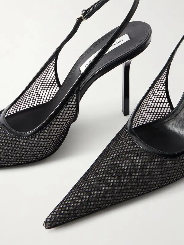 Victoria Beckham Leather-trimmed Mesh Slingback Pumps