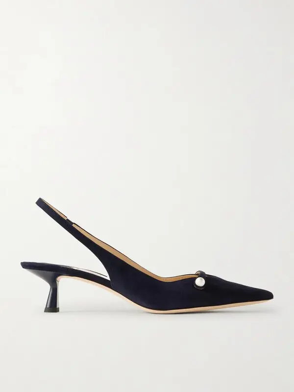 JIMMY CHOO Amita 45 Suede Slingback Pumps - Blue
