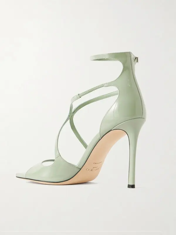 JIMMY CHOO Azia 95 Patent Leather Sandals - Green
