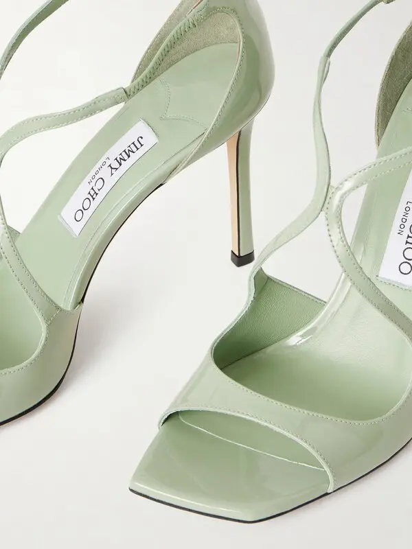 JIMMY CHOO Azia 95 Patent Leather Sandals - Green