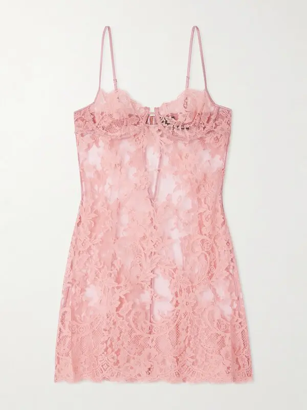 Kiki De Montparnasse Camille Lace Chemise - Pink