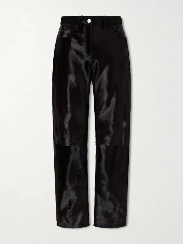 Khaite Callum Calf Hair Straight-leg Pants - Black