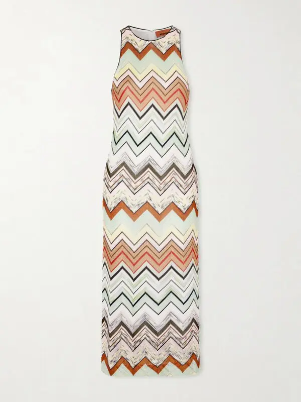 Missoni Striped Crochet-knit Midi Dress - White