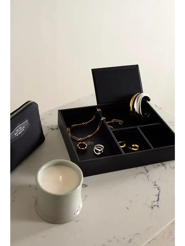 Smythson Panama Textured-leather Valet Tray