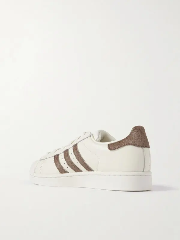 ADIDAS ORIGINALS Superstar Ii Calf Hair-trimmed Leather Sneakers