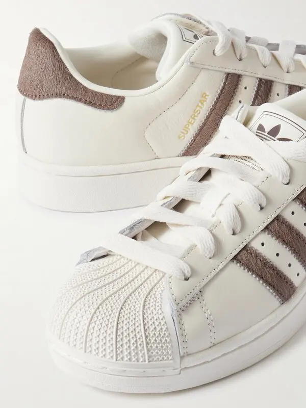 ADIDAS ORIGINALS Superstar Ii Calf Hair-trimmed Leather Sneakers