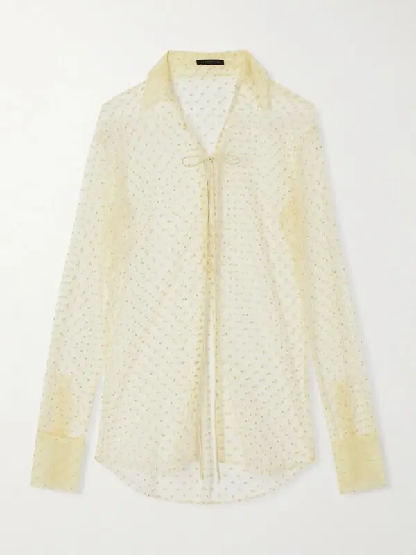 Kiki De Montparnasse Merci Flocked Tulle Blouse - Yellow