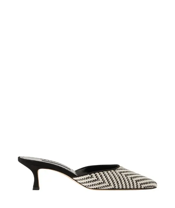Manolo Blahnik Carolyne 50 Raffia Mules