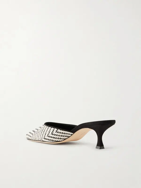 Manolo Blahnik Carolyne 50 Raffia Mules