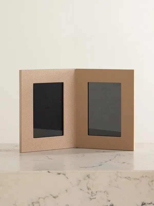 Smythson Panama Textured-leather Picture Frame - Gray