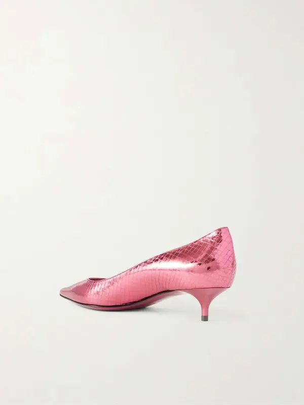 JIMMY CHOO Amelia 30 Lizard-effect Metallic Leather Pumps - Bright Pink