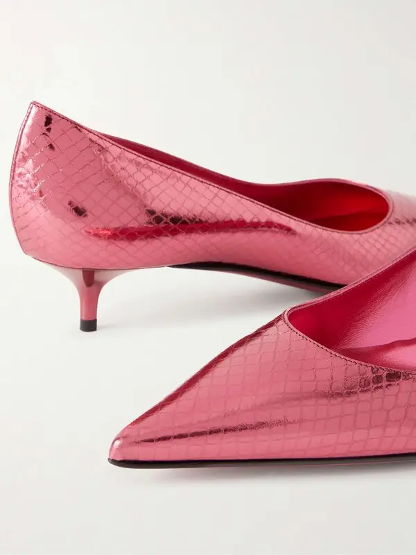 JIMMY CHOO Amelia 30 Lizard-effect Metallic Leather Pumps - Bright Pink