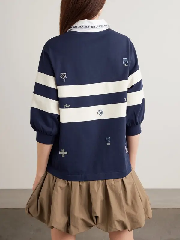 Sea Claira Embroidered Appliquéd Mini Dress - Blue