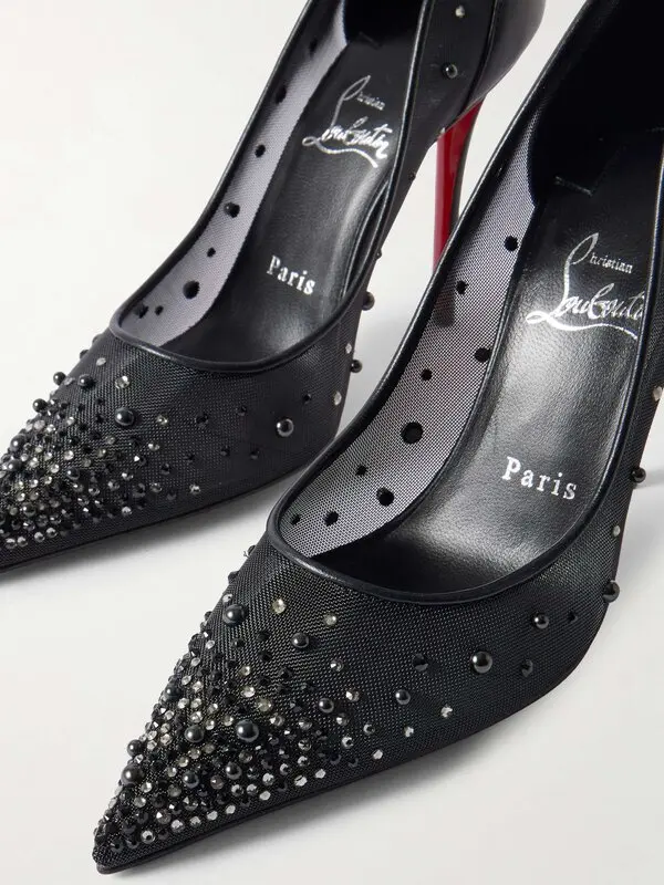 CHRISTIAN LOUBOUTIN Leather-trimmed Mesh Pumps - Black