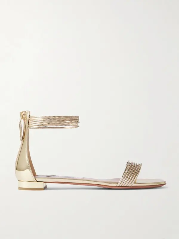 AQUAZZURA Sway Metallic-leather Sandals - Gold