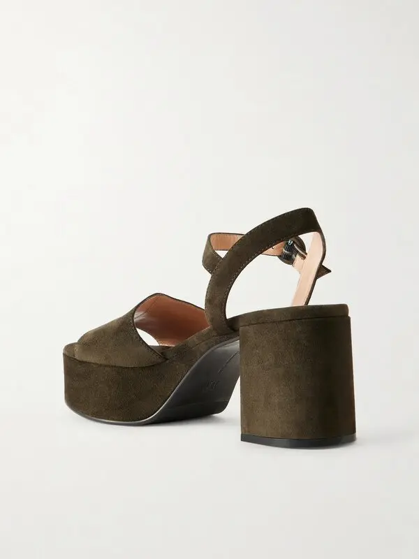 GIANVITO ROSSI Carol 35 Suede Platform Sandals - Green