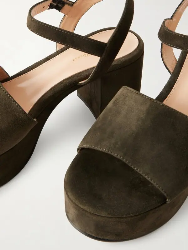 GIANVITO ROSSI Carol 35 Suede Platform Sandals - Green