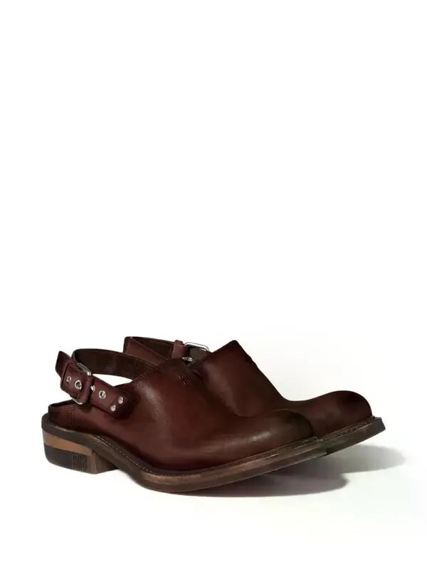 Miu Miu Buckled Leather Mules - Brown