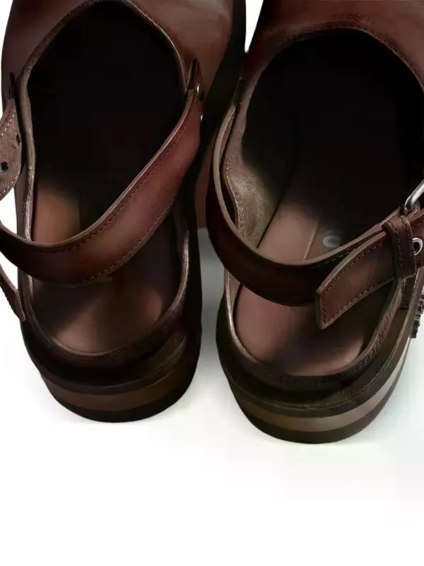 Miu Miu Buckled Leather Mules - Brown