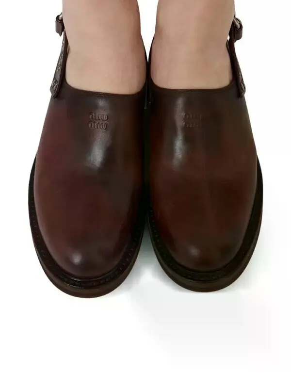 Miu Miu Buckled Leather Mules - Brown