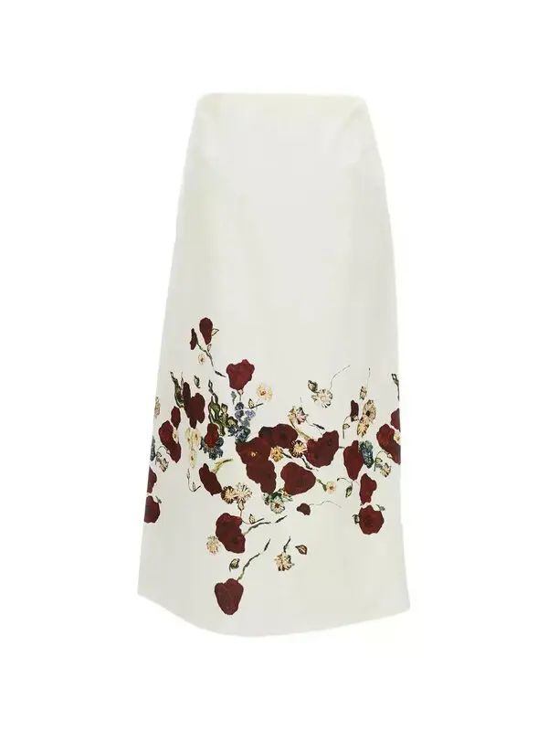 Khaite Floral-print Midi Skirt