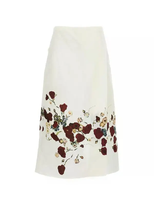 Khaite Floral-print Midi Skirt