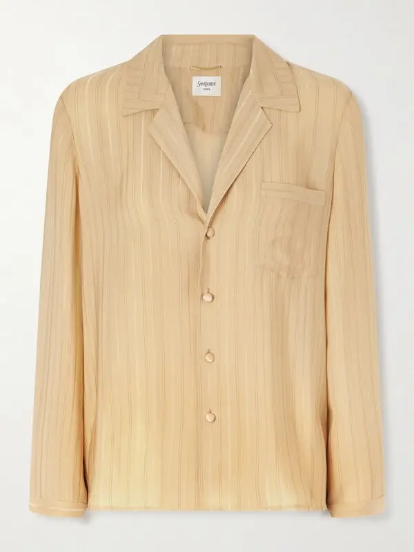 Saint Laurent Striped Silk-jacquard Shirt