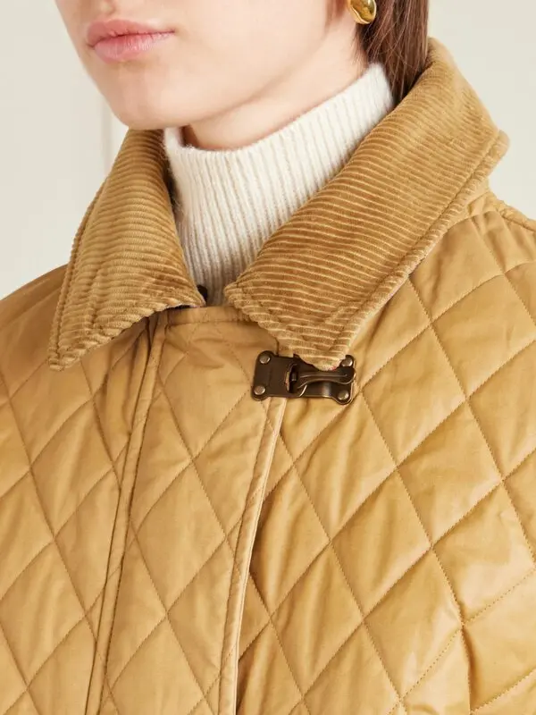 Burberry Cropped Shearling-trimmed Coated-cotton Jacket - Brown
