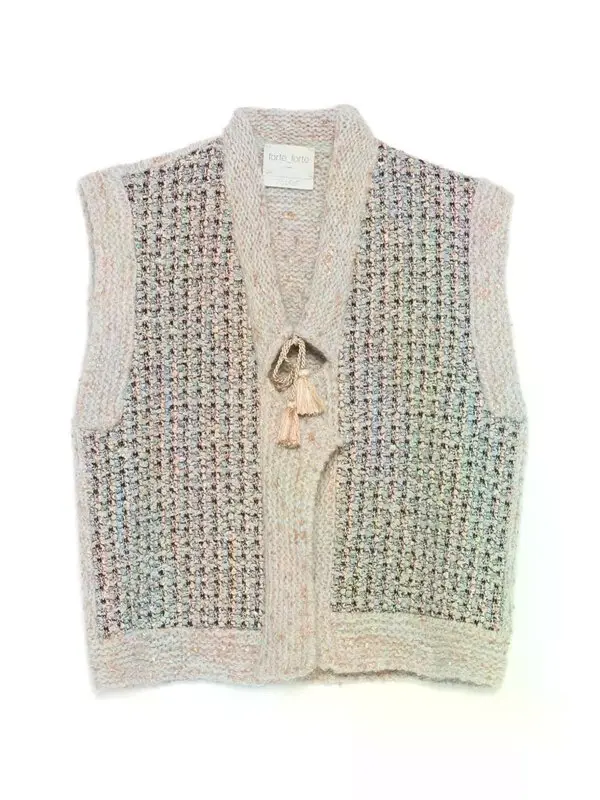 FORTE_FORTE Sleeveless Tweed Knit Cardigan