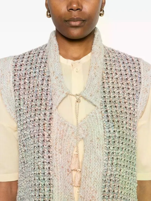 FORTE_FORTE Sleeveless Tweed Knit Cardigan