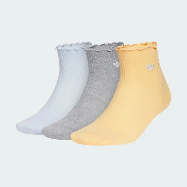 Adidas Originals Ruffle Quarter Socks 3-pack - Orange Tint / Medium Grey Heather / Crystal Sky