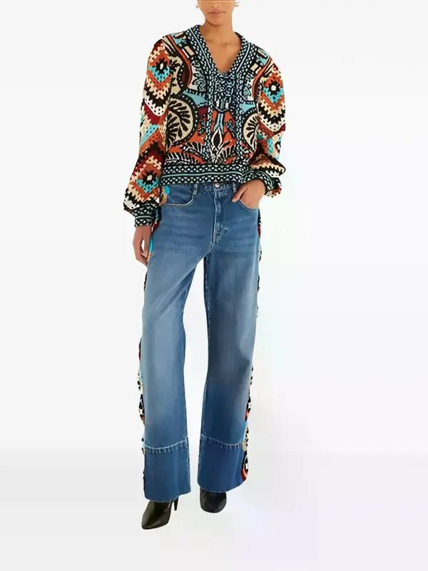 Farm Rio Crochet V-neck Sweater