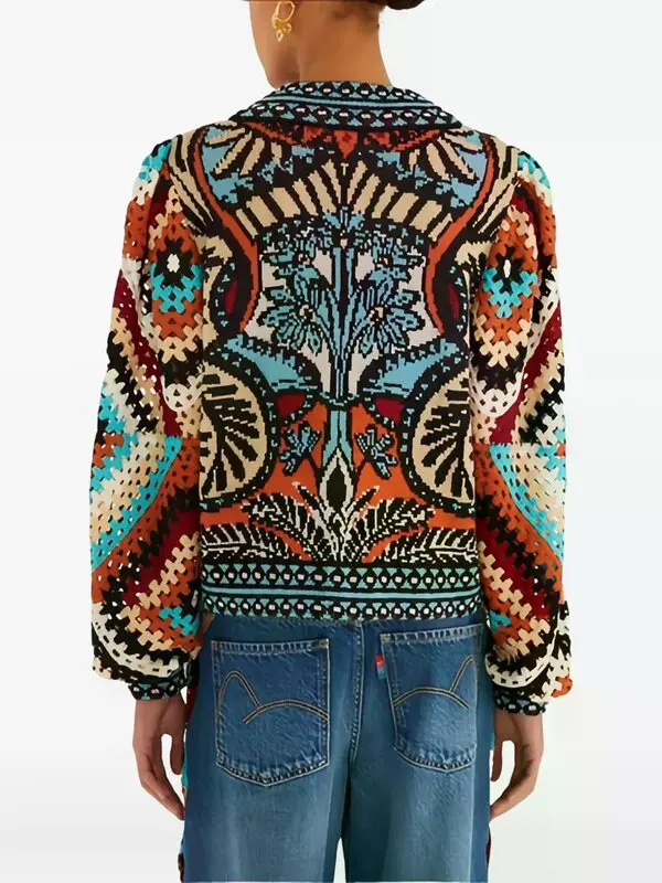 Farm Rio Crochet V-neck Sweater