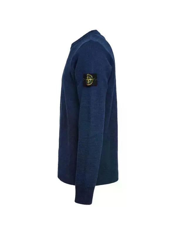 Stone Island Ribbed Sweater With Badge - Blue